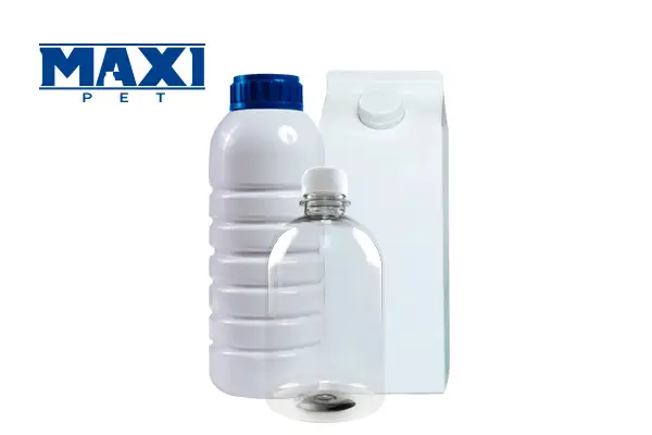 Plastic containers and Tetra Pack containers